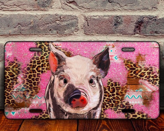 Aztec Leopard Pink Glitter Pig License Plate Sublimation | Etsy