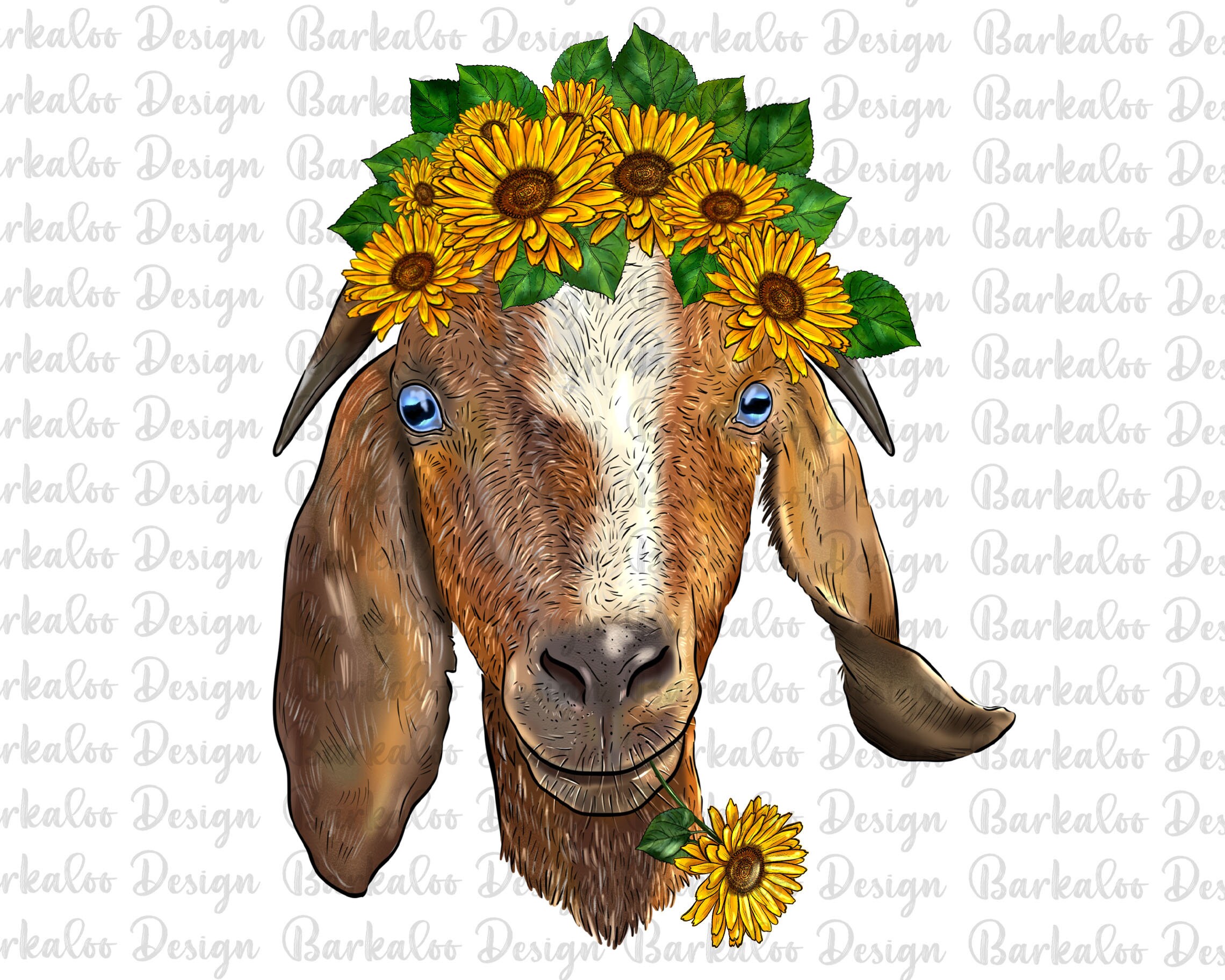 Sunflower Crown With Boer Goat Png Sublimation Design Hand - Etsy