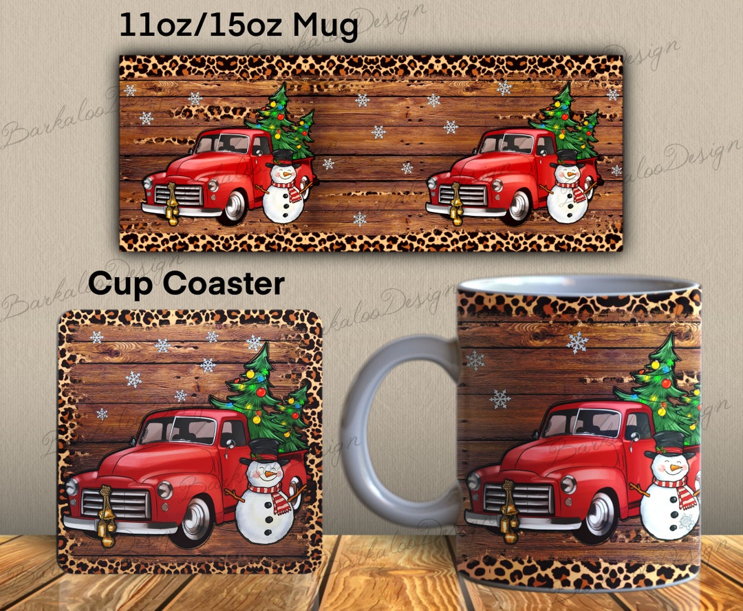 Merry Christmas Truck Mug, Merry Christmas Truck Cup Coaster ...