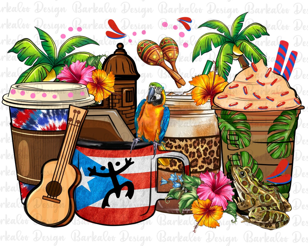 Puerto Rico Coffee Cups Png Sublimation Design Download, Coffee Cups ...