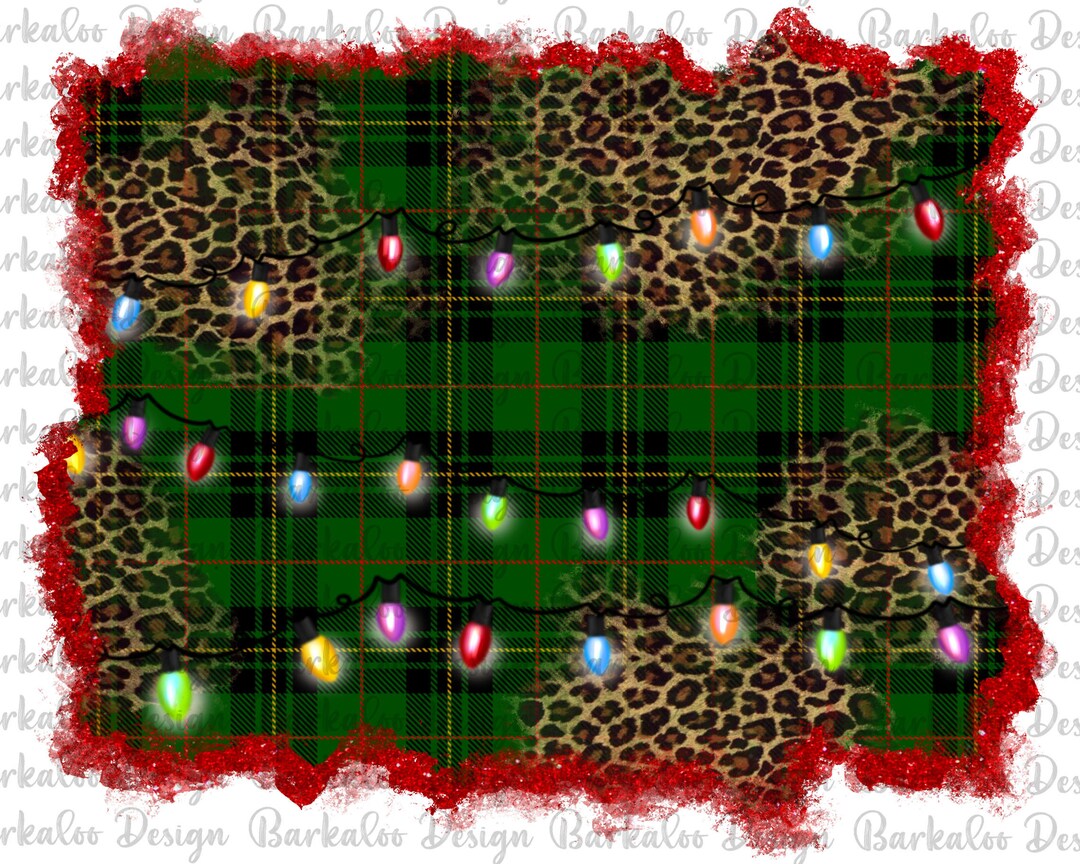 Red Glitter Green Buffalo Plaid Leopard Christmas Light Distressed ...