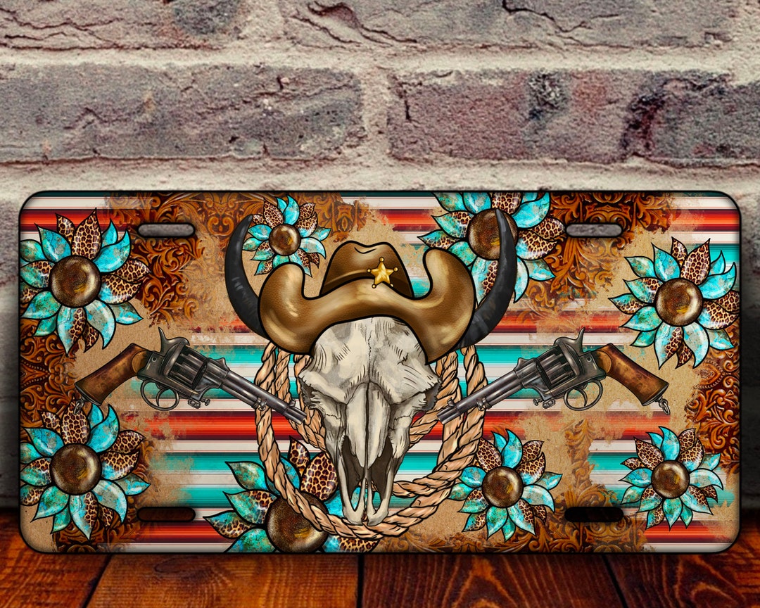 Western Bullskull License Plate Png Sublimation Design, Bullskull ...