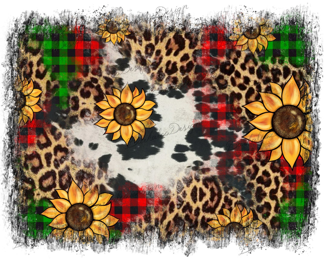 Distressed Leopard Cowhide Sunflower Christmas PNG Sublimation Design ...