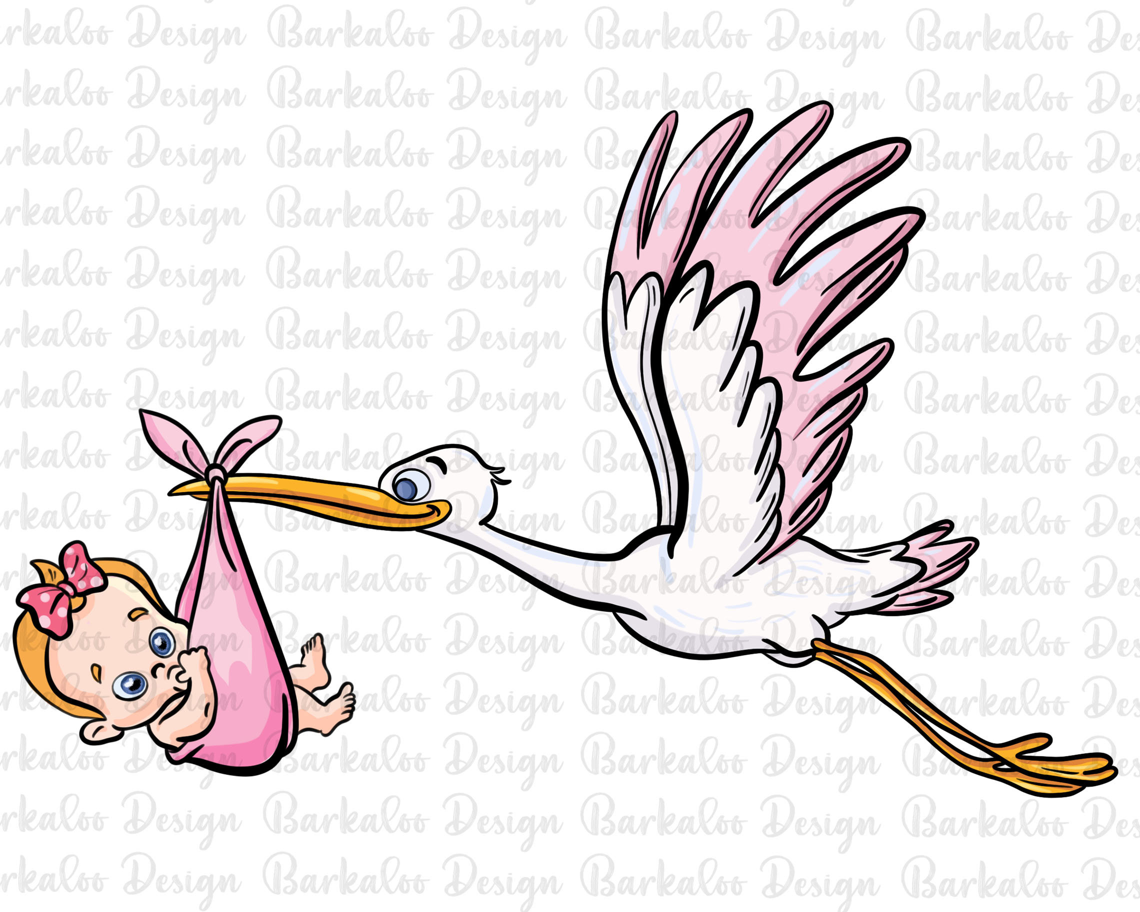 Baby Girl Cartoon Stork