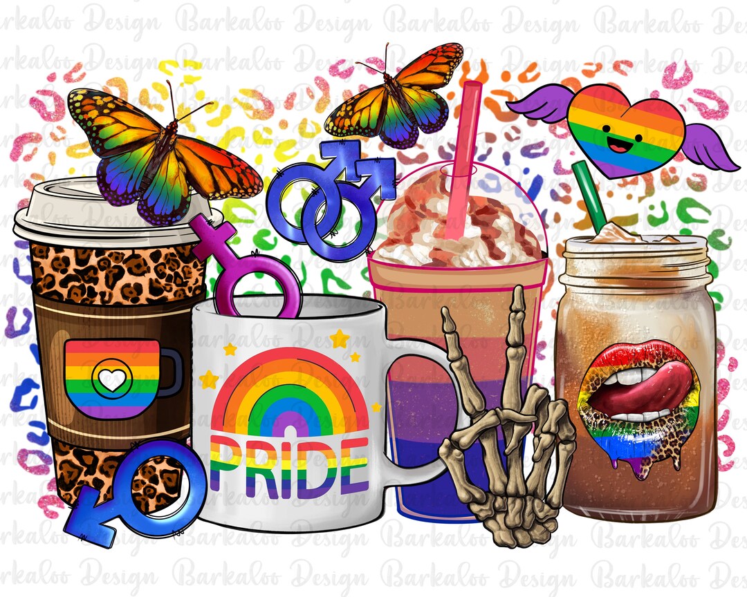 LGBTQ Pride Coffee Cups Png Sublimation Design Download, LGBTQ+ Png ...