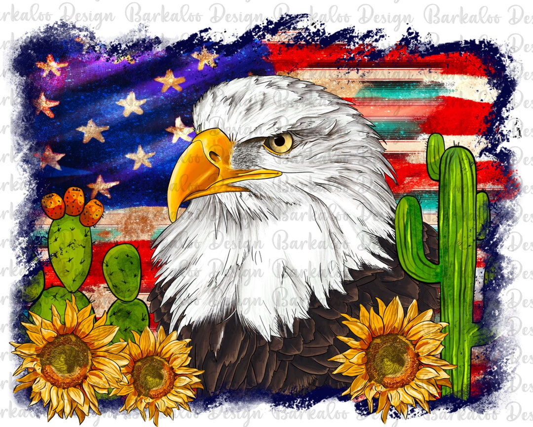 Western American Flag Background Eagle and Sunflowers Png - Etsy