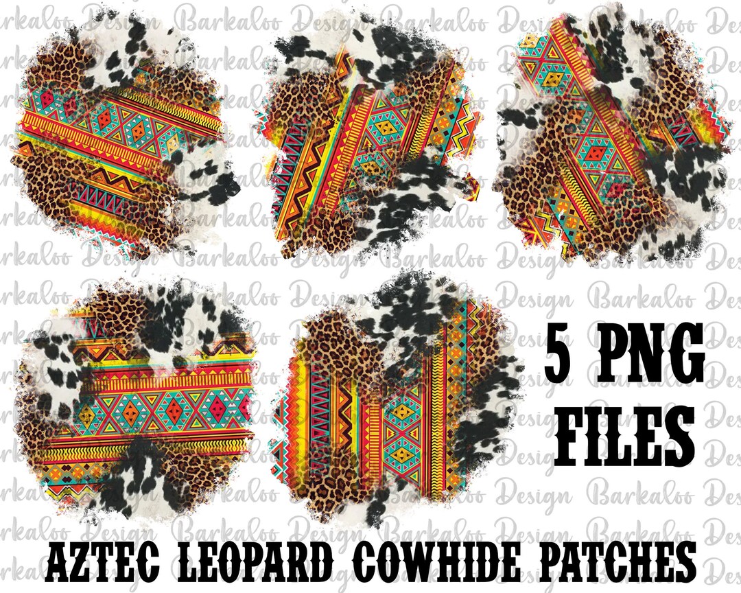 Aztec Cowhide Leopard PNG Patch Bundle Sublimation Design, Leopard ...
