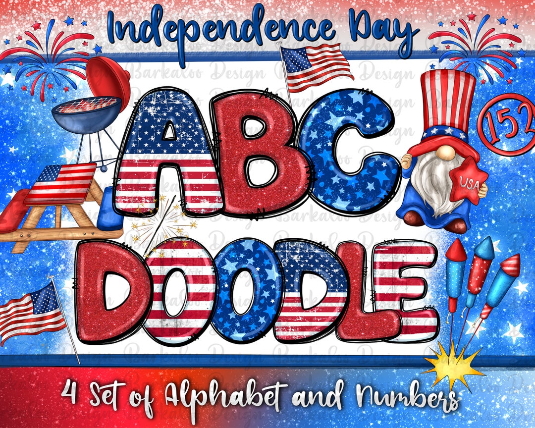 Independence Day Alphabet Png Files Bundle, 4th of July Letters Png ...