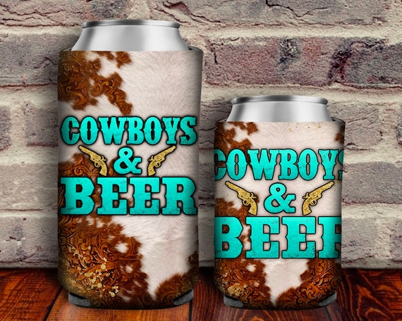 Western Cowboys and Beer Can Cooler PNG Sublimation Design - Etsy