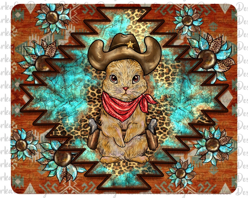 Western Aztec Rabbit Mouse Pad Png Sublimation Design Leopard - Etsy