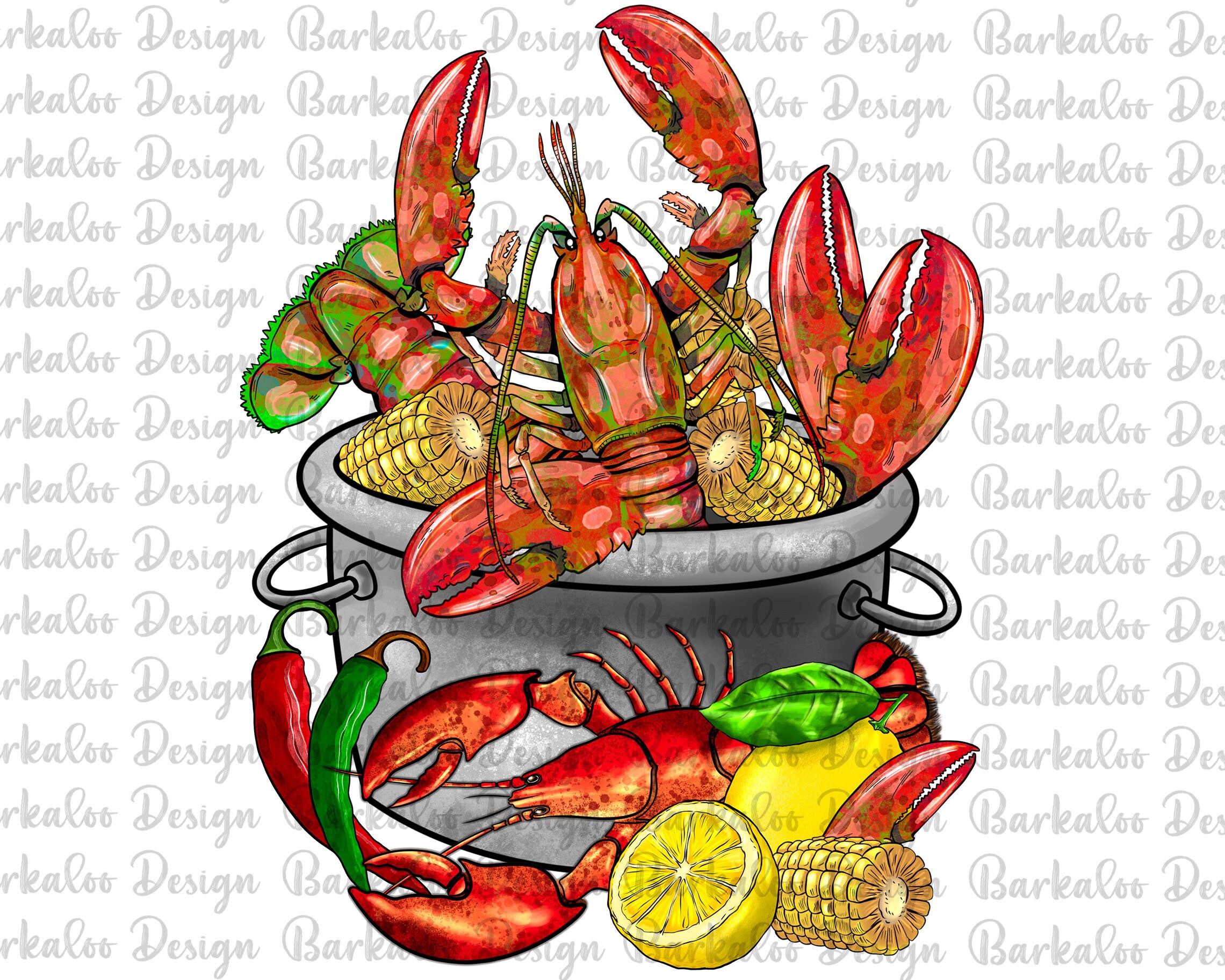 Crawfish In Pot Drawing