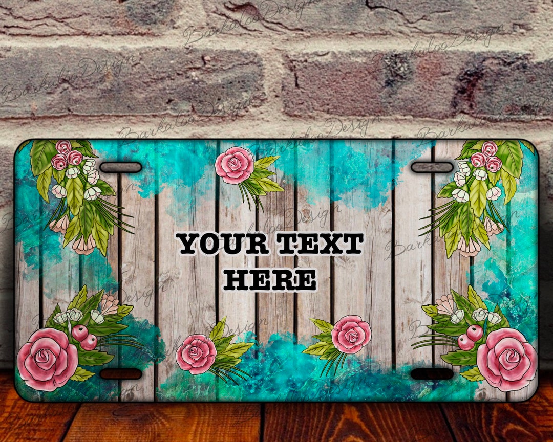 Custom Western Floral License Plate Sublimation Design, Personalized ...