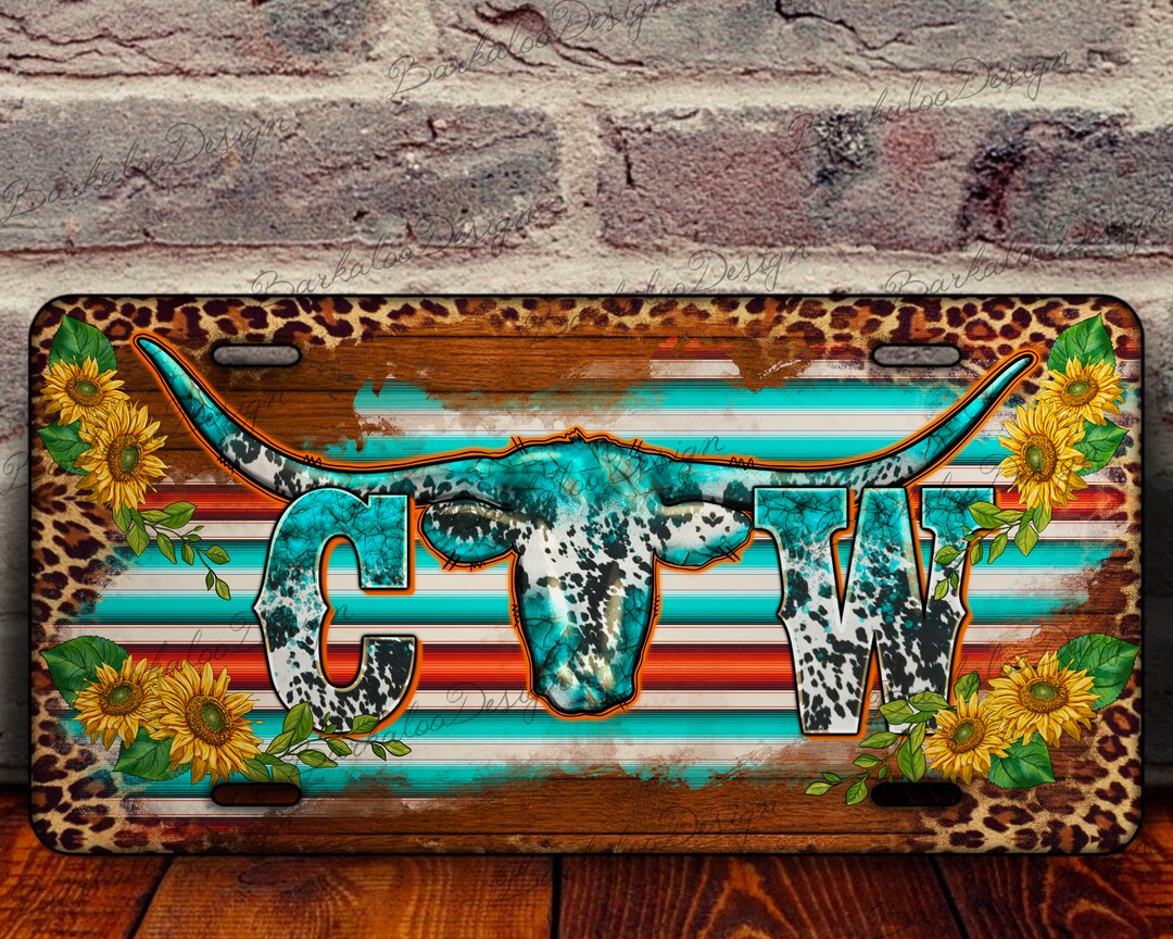 Western Bull Skull Cow Png License Plate Sublimation Design - Etsy Ireland