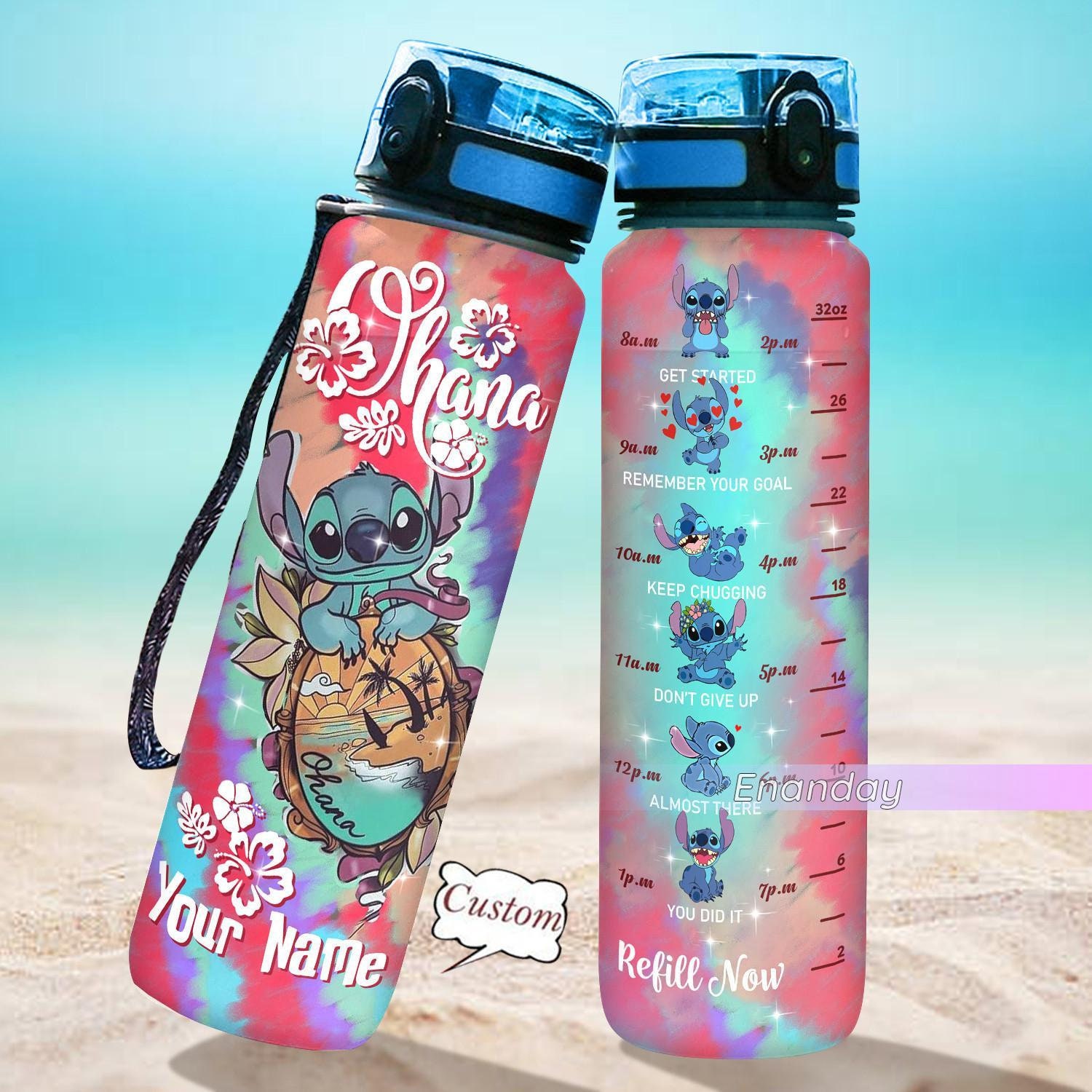 Personalized Stitch Water Bottle, Stitch Water Tracker Bottle, Stitch Motivational Bottle ...