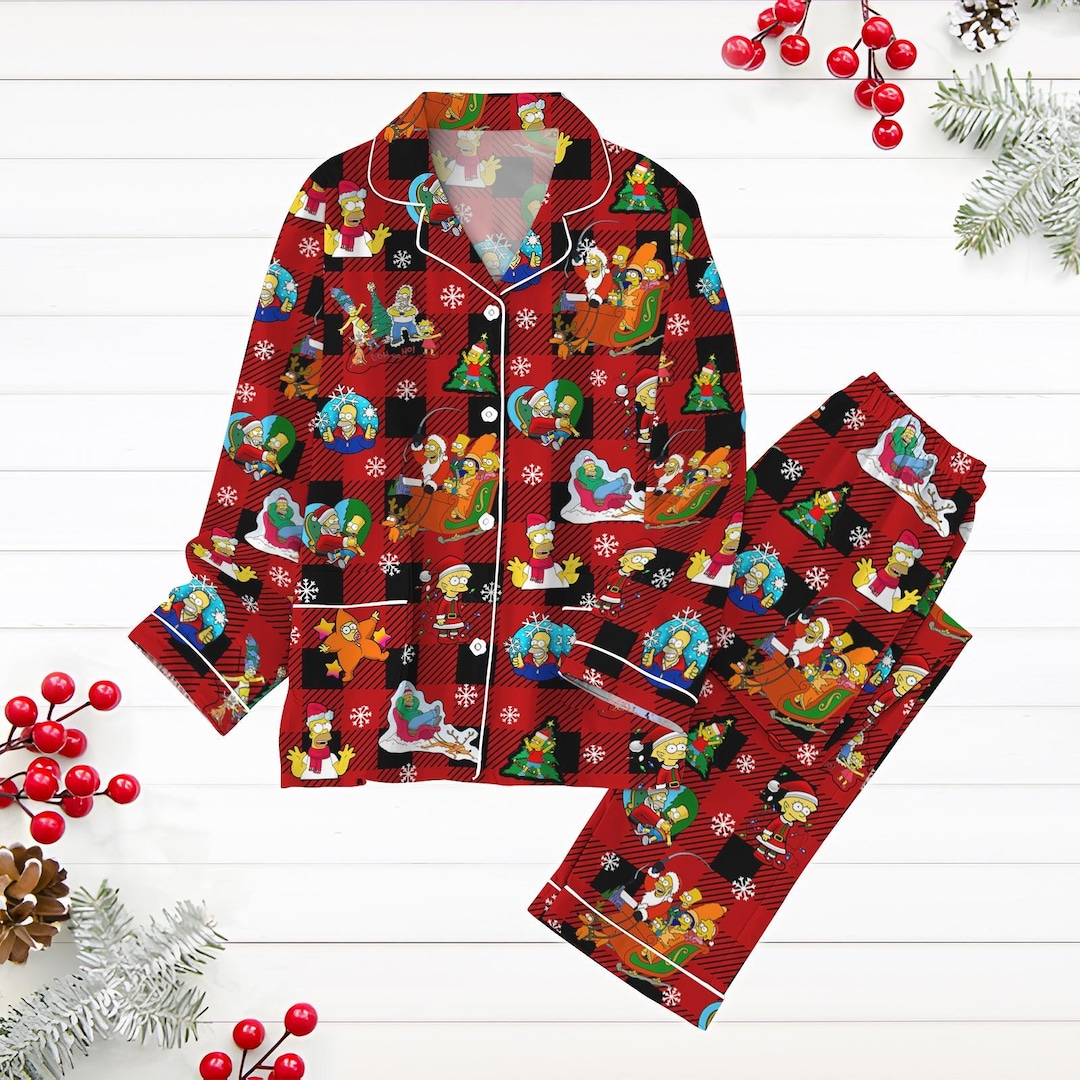 The Simpsons Family Pajamas Set, Simpsons Movie Characters Holiday ...