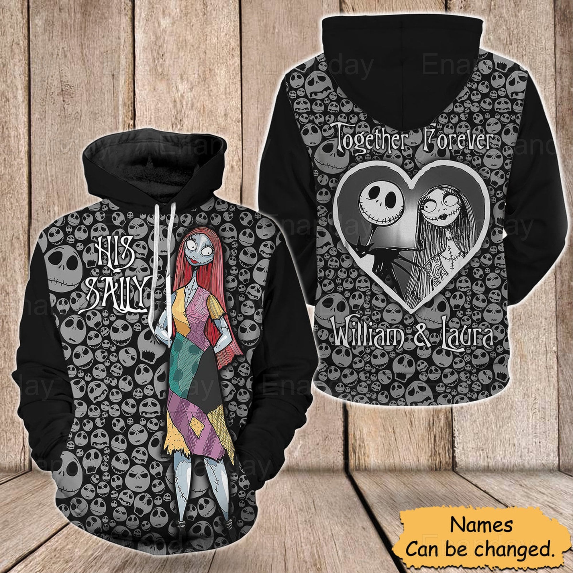 Her Jack His Sally Jack Skellington And Sally Skull Hoodies, Jack And ...