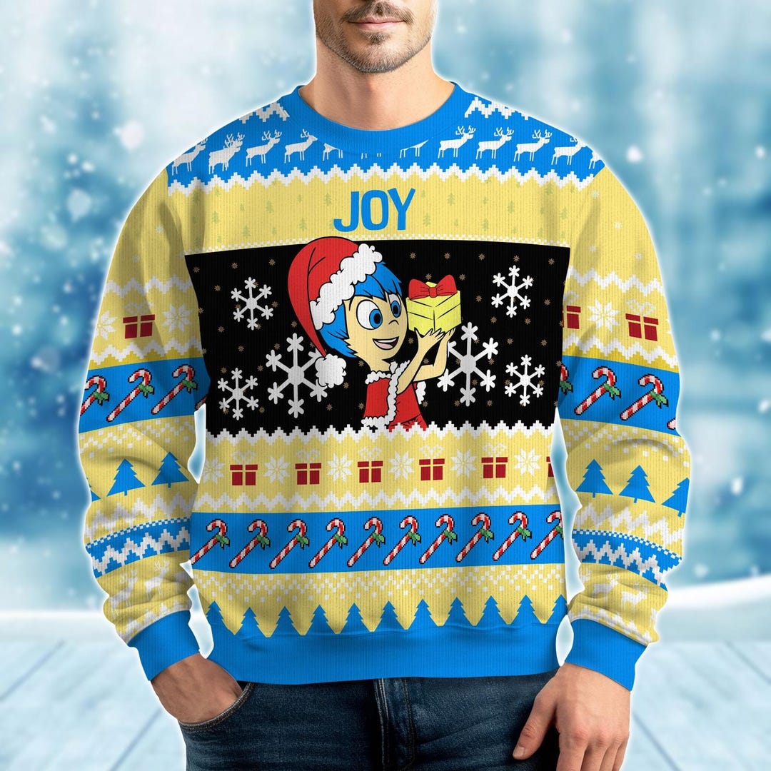 Disney Joy Ugly Christmas Sweater, Inside Out 2 Holiday Sweater, Disney ...