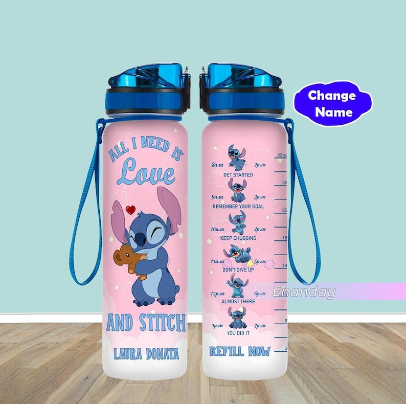 Stitch Water Bottle Custom Stitch Water Bottle Stitch - Etsy