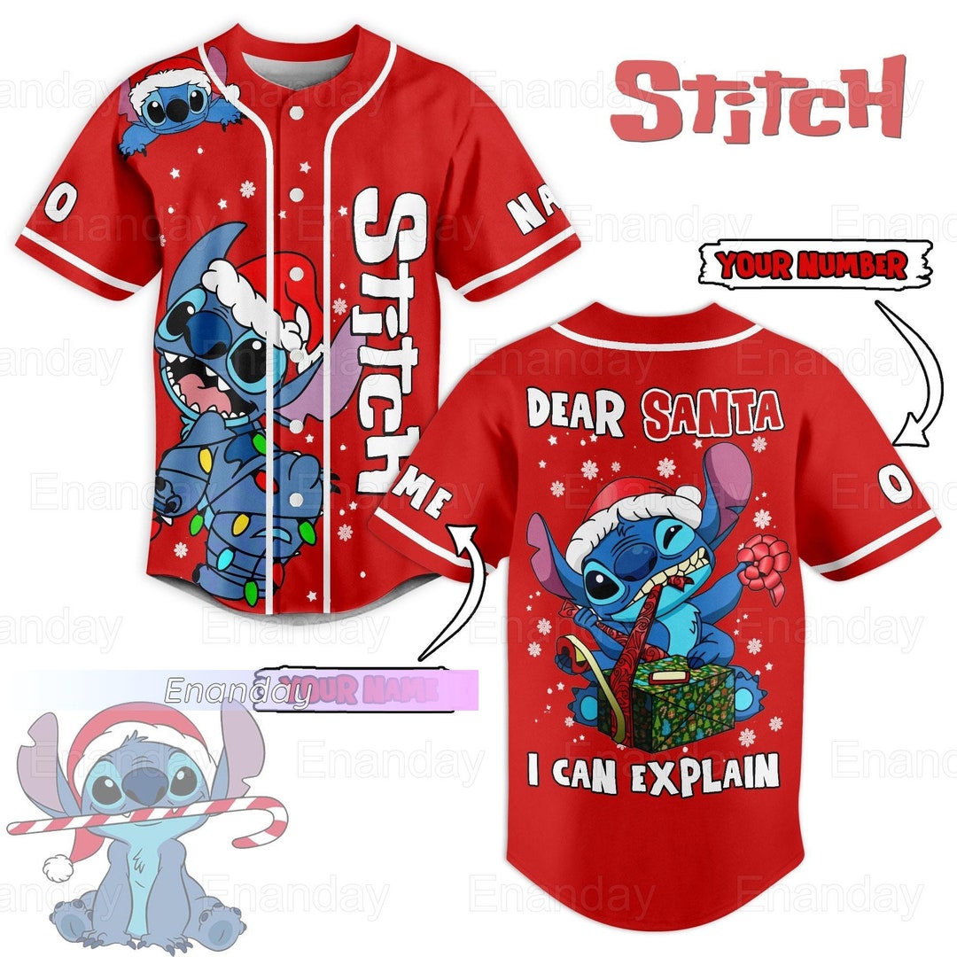 Stitch Jersey Shirt, Custom Stitch Baseball Jersey, Stitch Christmas ...