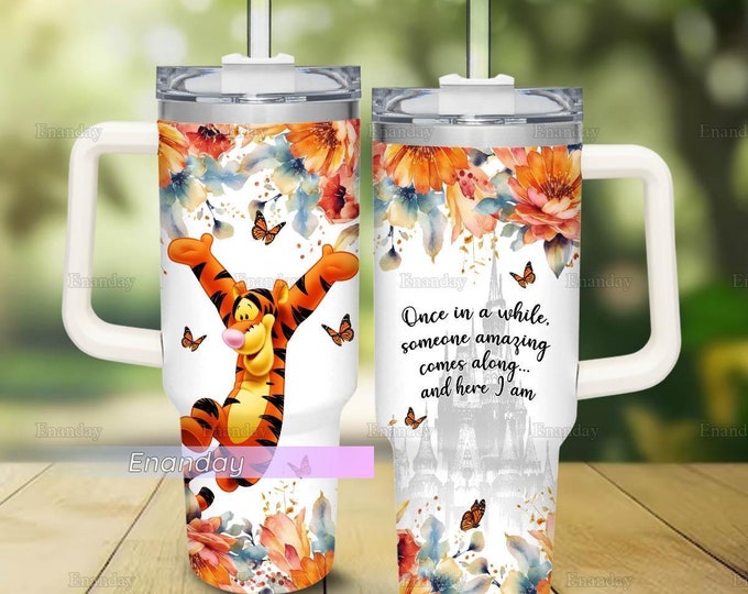 Personalized Winnie the Pooh and Tiger Glass Cup, 16 Oz Lid and Straw ...