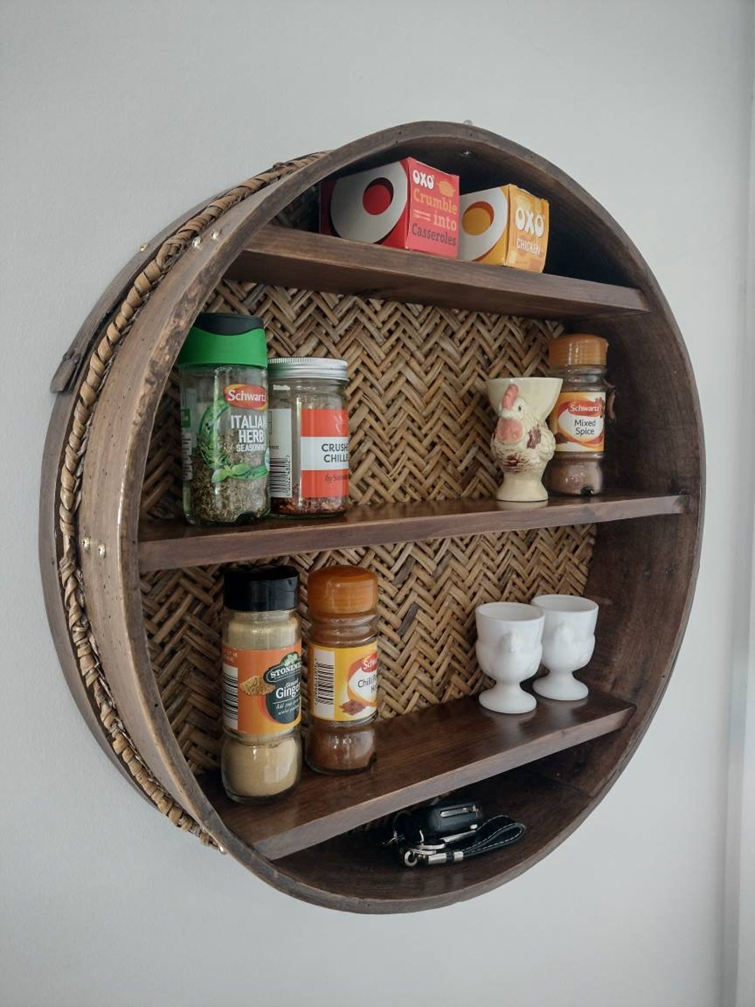 Repurposed Vintage Sieve, Spice Rack, Garden Shelf, 3 Tier Shelf ...