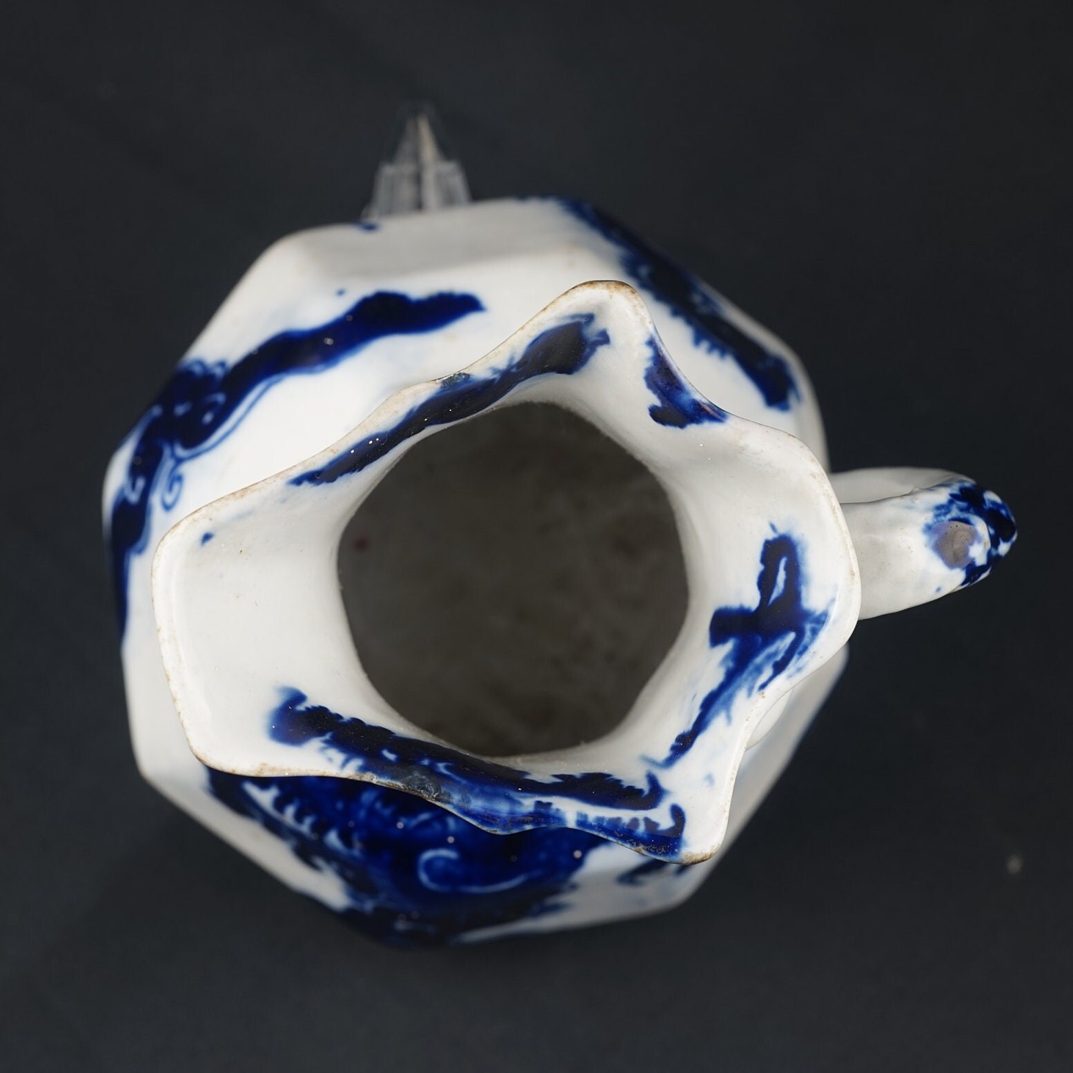 ANTIQUE FLOW BLUE Dragon Jug, Antique Very Early Mason's Ironstone ...