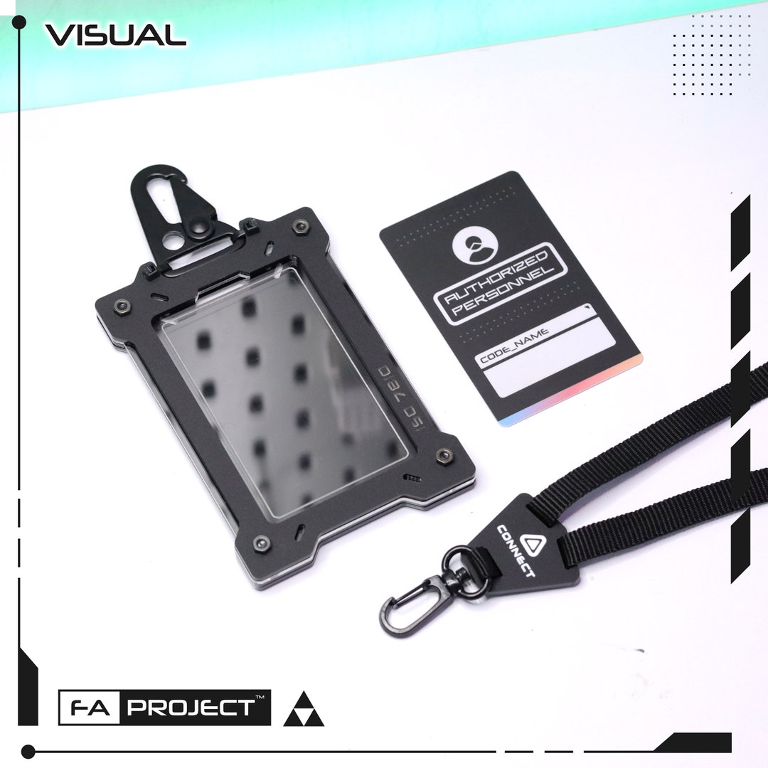 Armored ID Card Case Holder Carabiner Futuristic Tactical Techwear ...