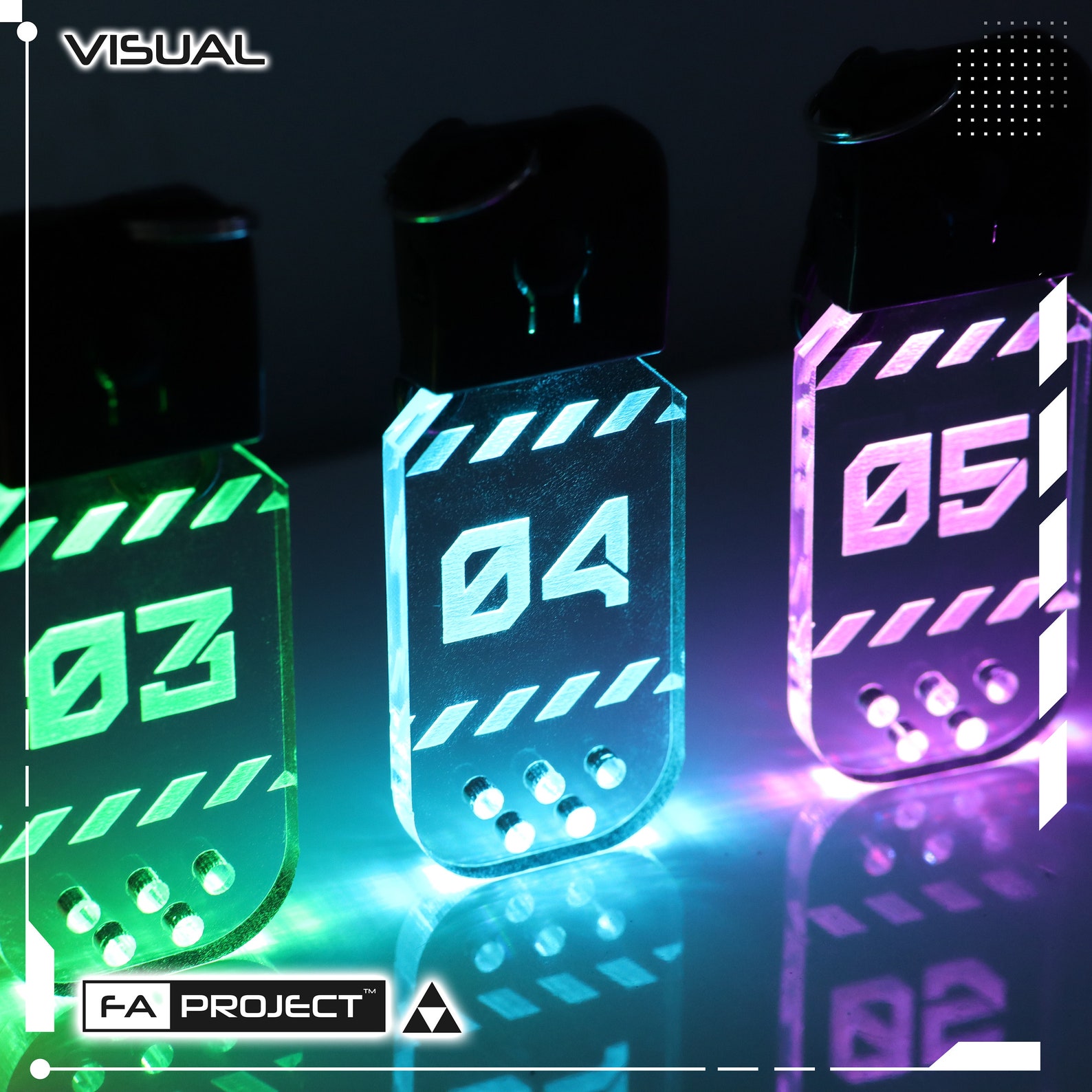 Futuristic LED Keychain Dog Tag Accessories Multi Color Light ...