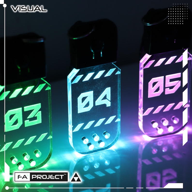 Futuristic LED Keychain Dog Tag Accessories Multi Color Light - Etsy