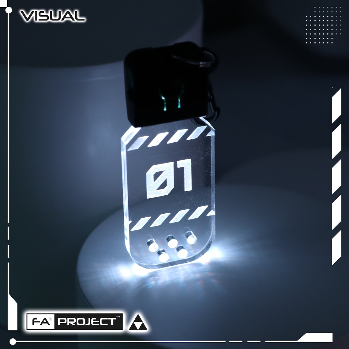 Futuristic LED Keychain Dog Tag Accessories Multi Color Light ...