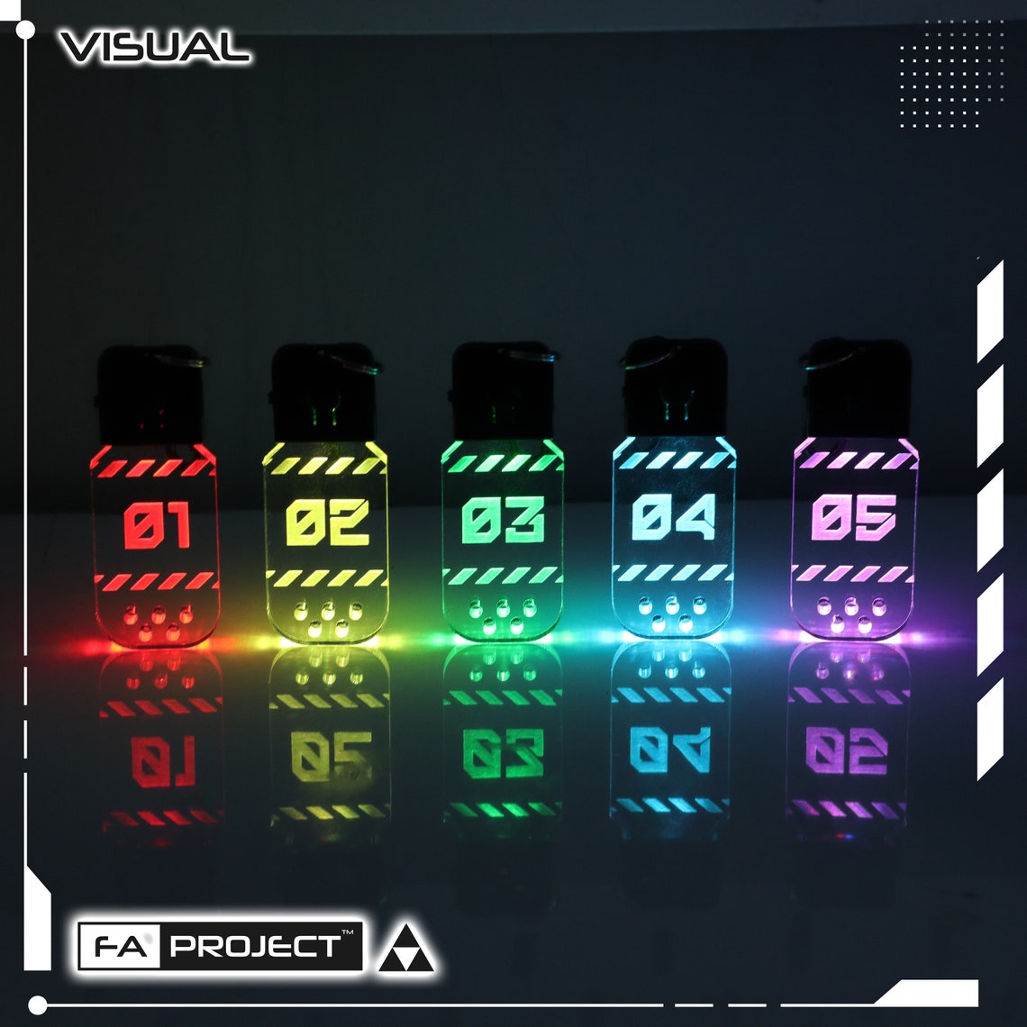 Futuristic LED Keychain Dog Tag Accessories Multi Color Light - Etsy