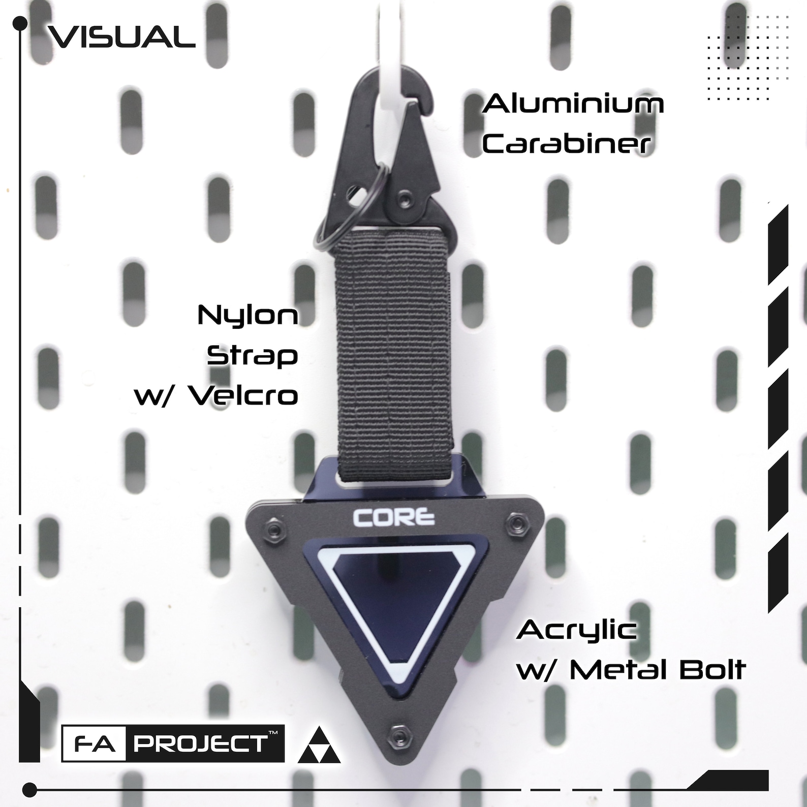 Futuristic Tactical Techwear Keychain Carabiner Triangle ORNAMEN-CORE ...