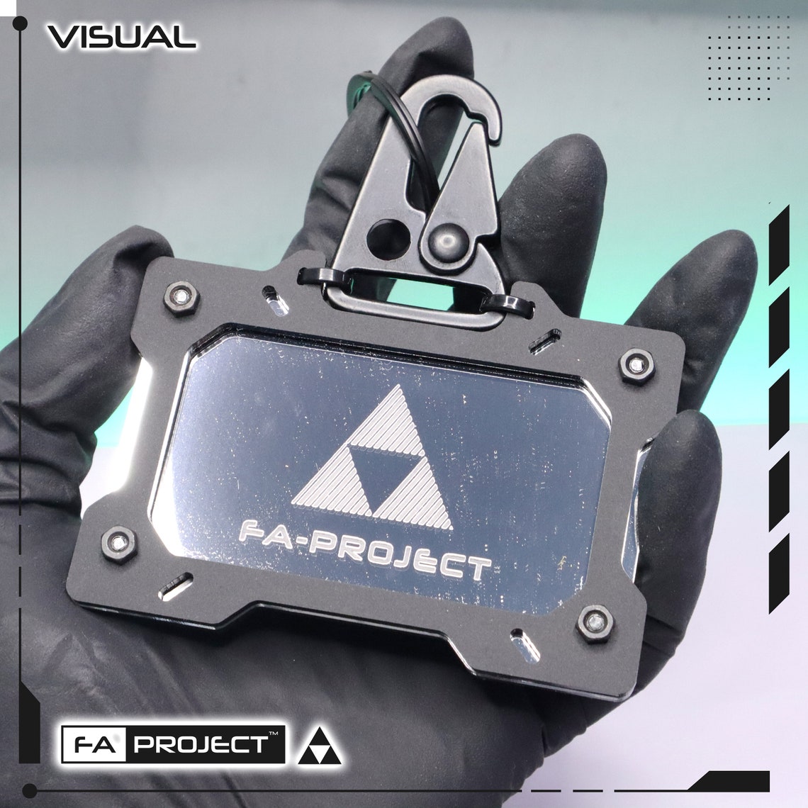 Custom Name Tag Logo / Text Mirror ID Card Carabiner Keychain - Etsy