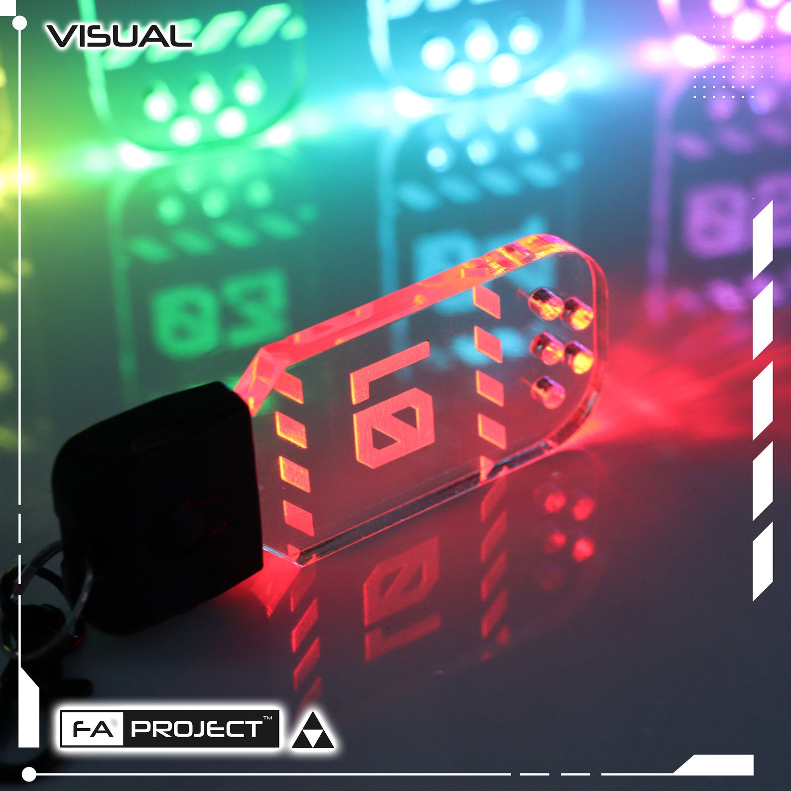 Futuristic LED Keychain Dog Tag Accessories Multi Color Light - Etsy