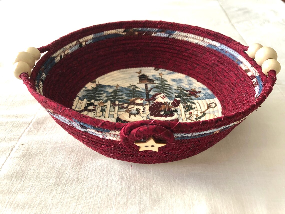 Christmas Santa & Snowman Cotton Rope Basket - Etsy