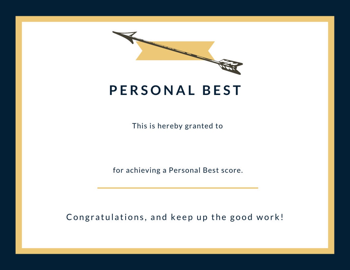 Archery Personal Best Certificate - Etsy