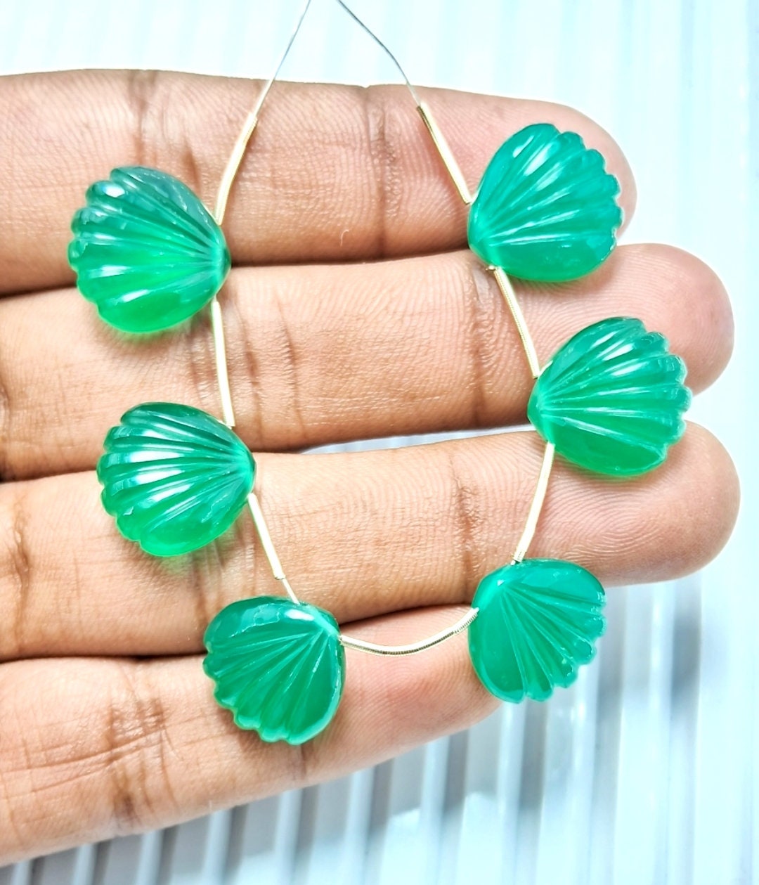 Very Beautiful Natural Green Onyx Carving Stone Shell Shape Natural ...