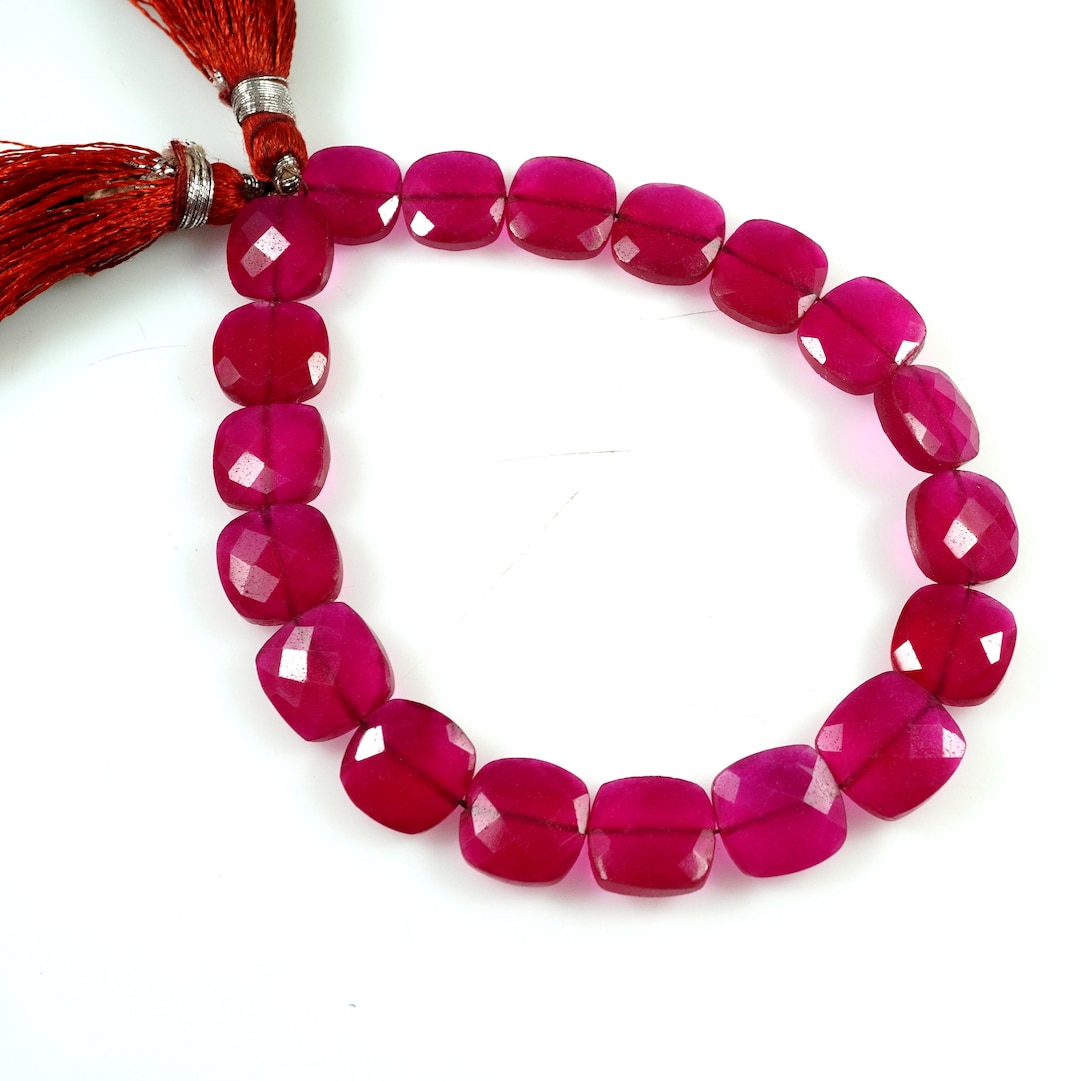 19 Piece Red Quartz 1 Line Cushion Shape Faceted Fashion Jewellery for ...