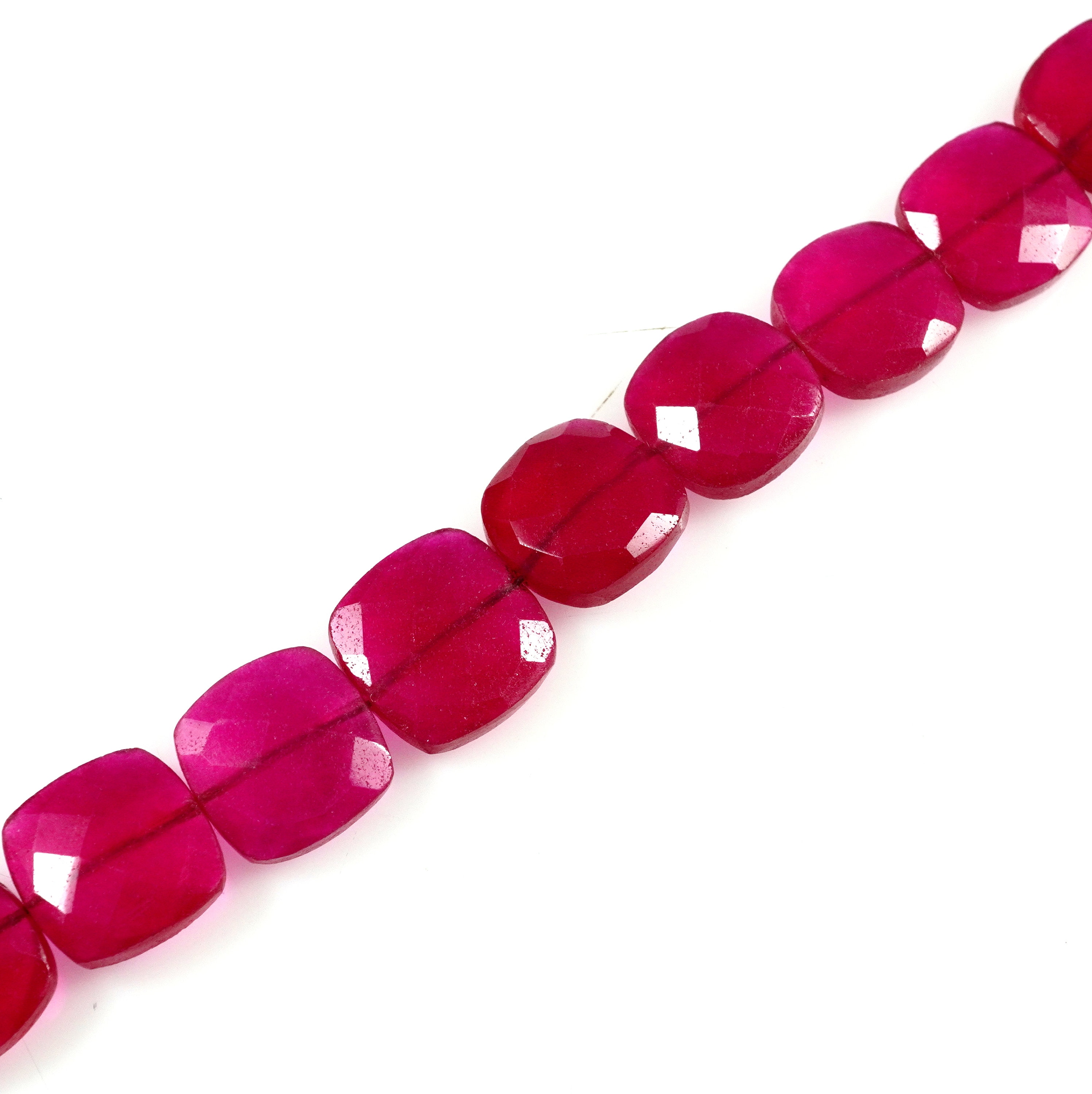 19 Piece Red Quartz 1 Line Cushion Shape Faceted Fashion Jewellery for ...