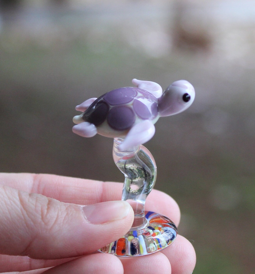 Purple Flying Baby Sea Turtle, Flying Turtle, Hand Blown Glass Sea ...