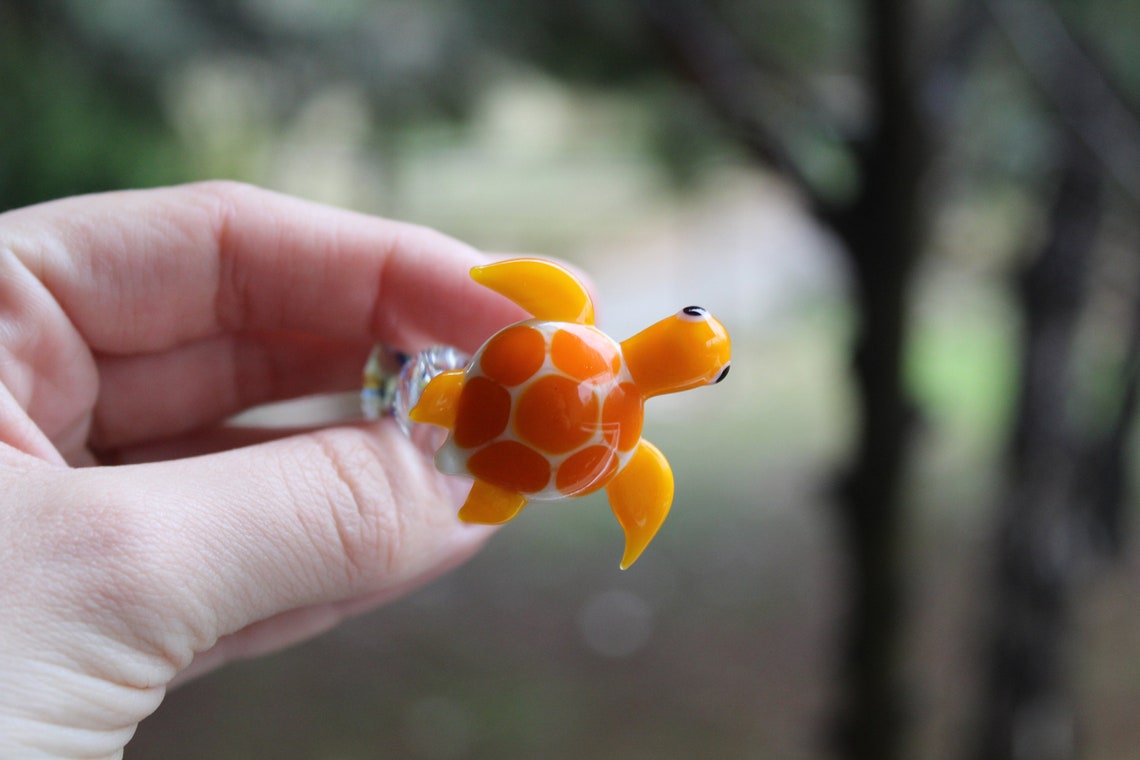 Orange Baby Sea Turtle Flying Turtle Hand Blown Glass Sea | Etsy