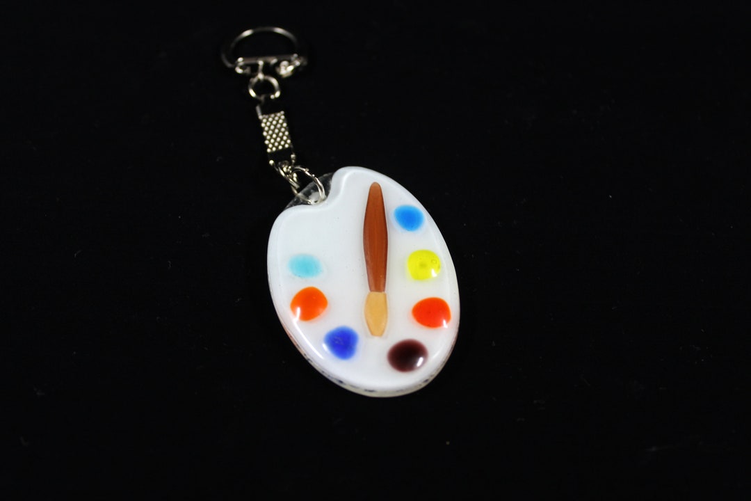 Paint Palette Glass Key Chain, Gift for a Friend Who Likes to Draw ...