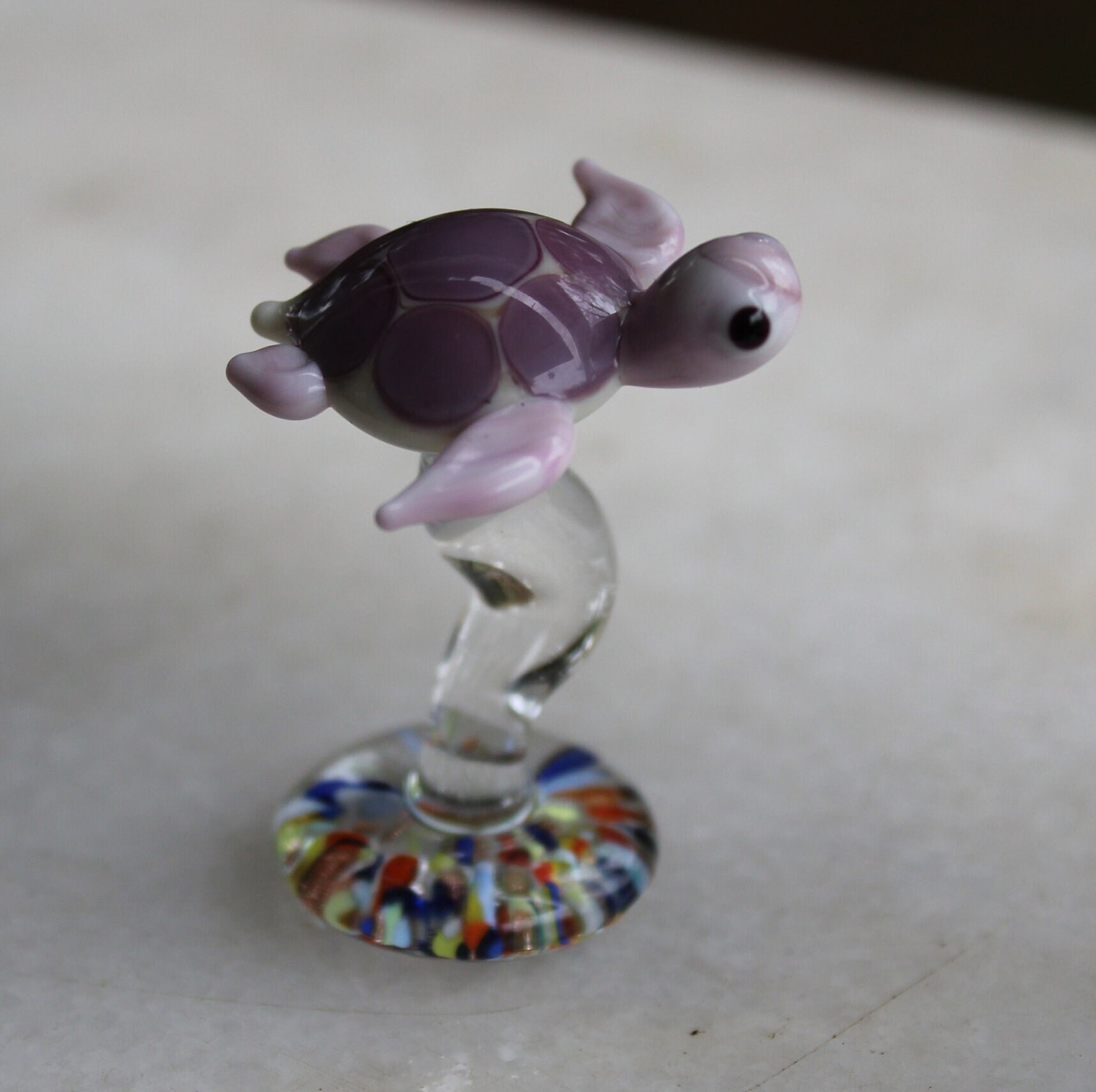 Purple Flying Baby Sea Turtle, Flying Turtle, Hand Blown Glass Sea ...