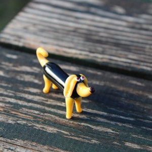 Glass Brown Puppy Dog, Hand Blown Glass, Miniature Dog, Murano Glass ...