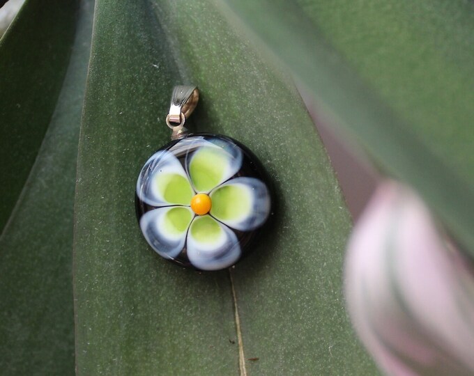 Marble Glass Pendant, Glass Flower Pendant, Hand Blown Jewellery, Round ...
