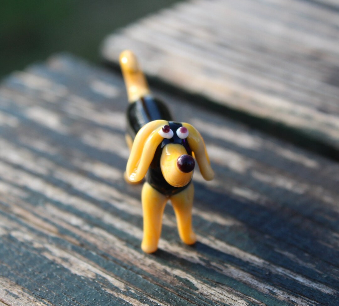 Glass Brown Puppy Dog, Hand Blown Glass, Miniature Dog, Murano Glass ...