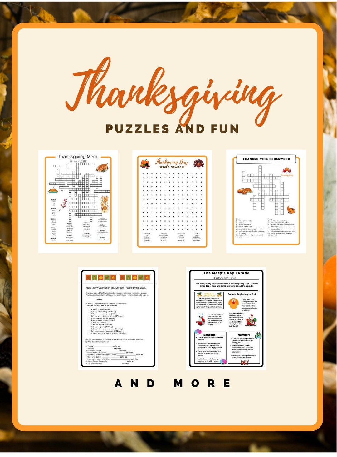 Thanksgiving Fun Activities - Etsy