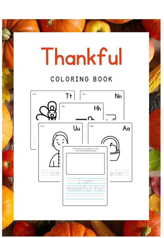 Thankful Coloring Book: Simply Coloring and Printing Practice | Etsy