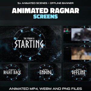 Animated Ragnar Twitch Overlay Package for Streamers | Dark Norse Fantasy Viking Webcam, Screens ...
