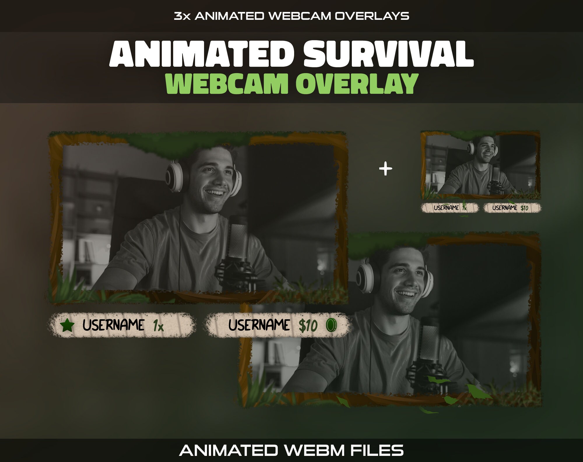 Animated Survival Twitch Overlay Package for Streamers | Forest Nature ...